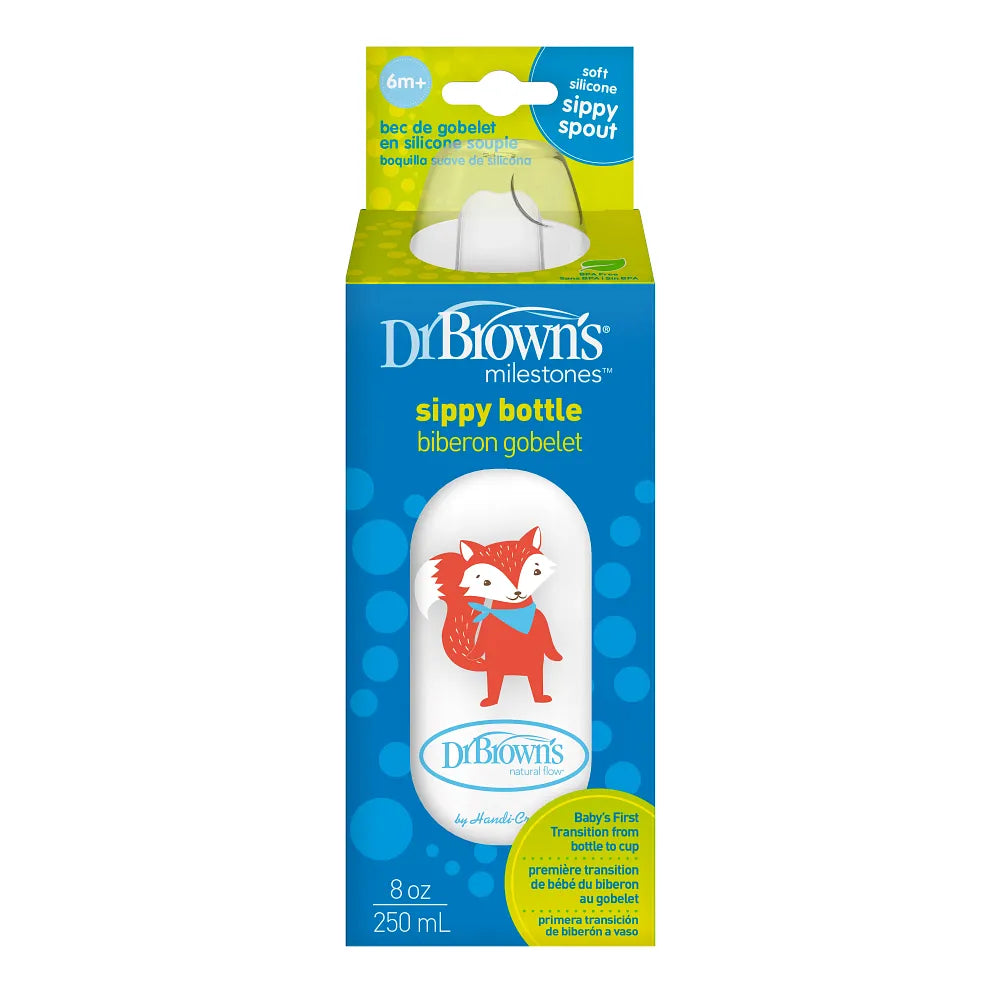 Dr. Brown’s® Milestones™ Narrow Sippy Bottle, 8oz/250mL, 6m+ - Fox – Dr ...
